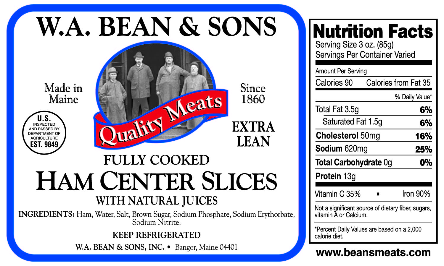Center Cut Ham Steak - W.A. Bean & Sons